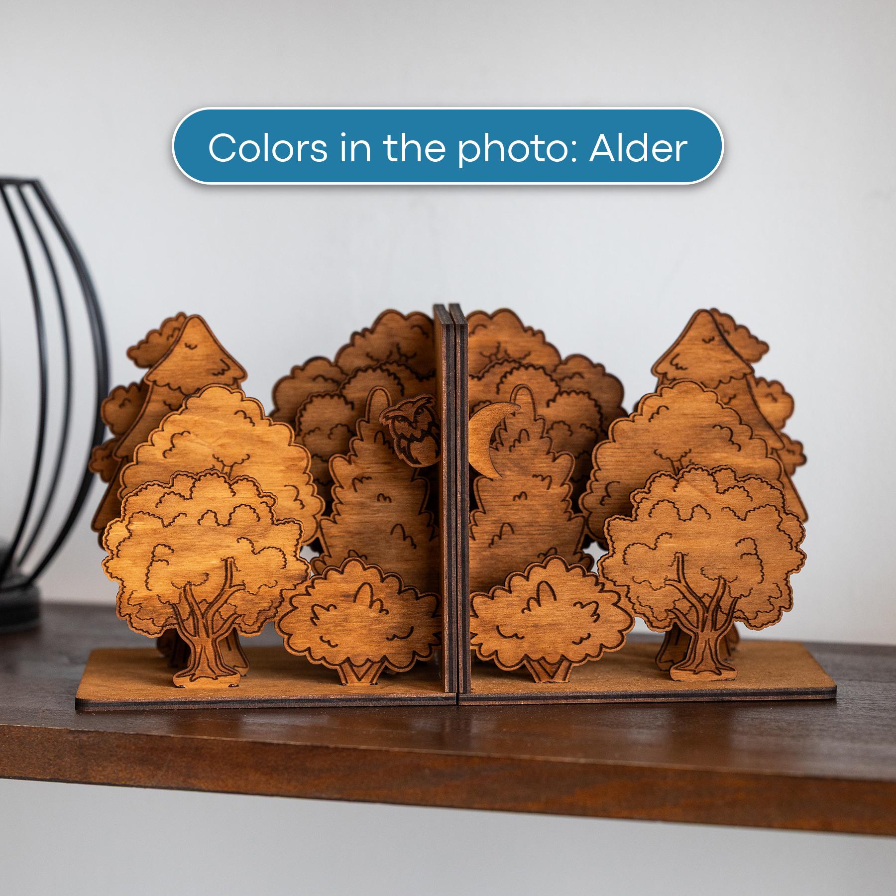 Wooden Bookends, Unique Bookends, Decorative Bookends, Forest Bookends ...