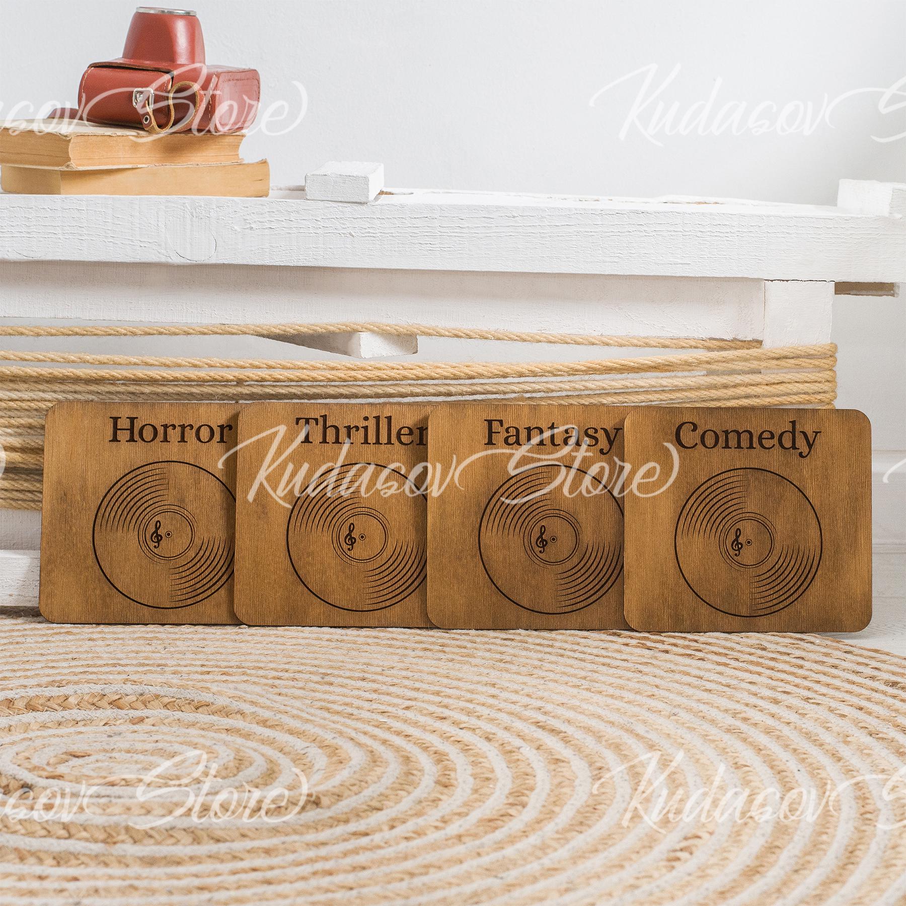 Dvd Dividers Custom, Dvd Storage Dividers, Movie Genre Dividers, Wood ...