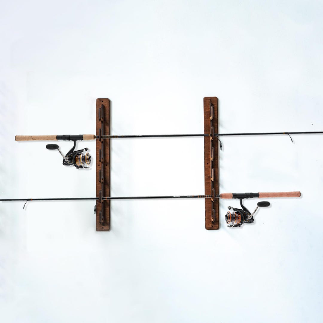 Wooden Fishing Rod Holder, Wall Mounted Fishing Pole Rack, Custom ...