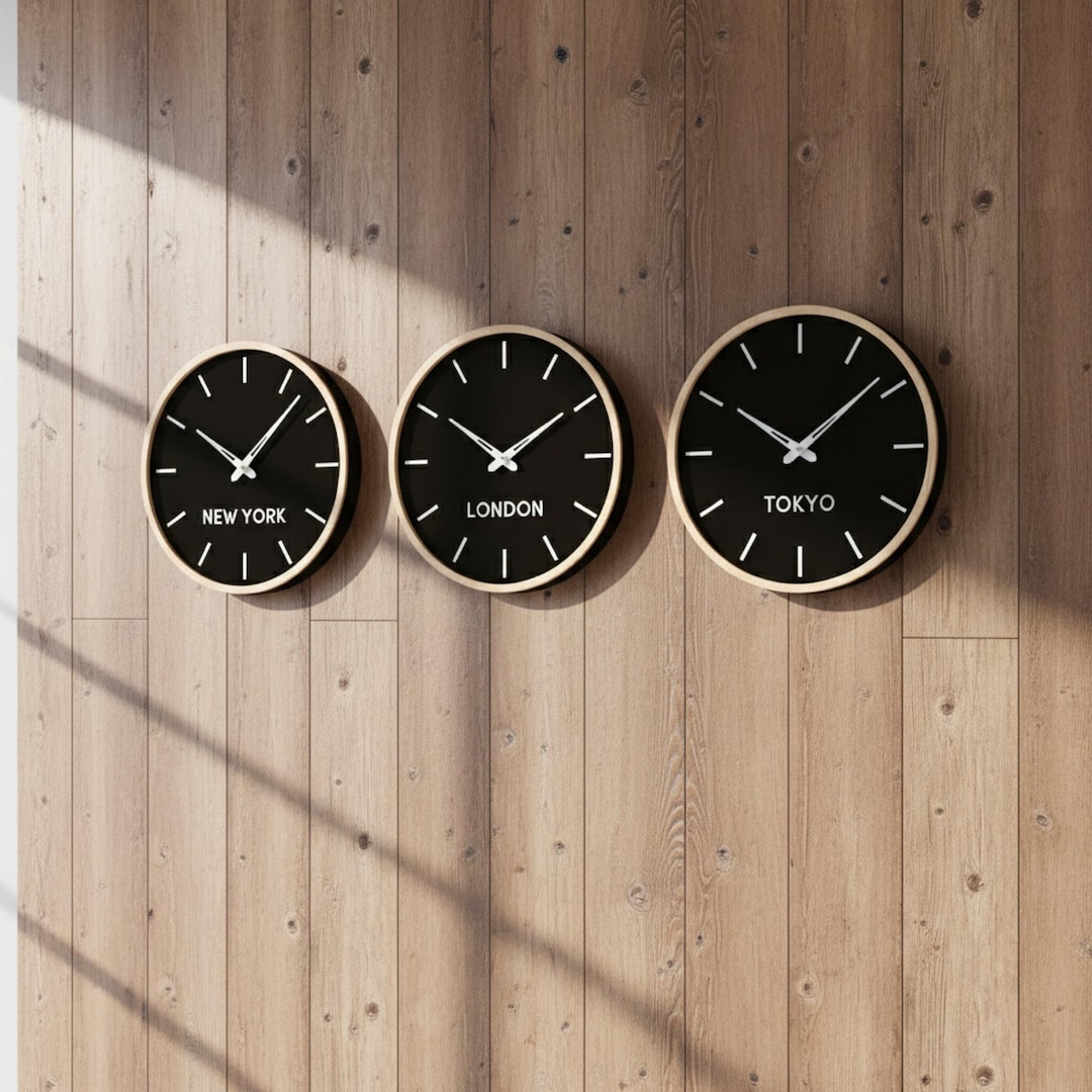 World Clock Wall Clock, Custom City Clock, Personalized Wall Clock ...