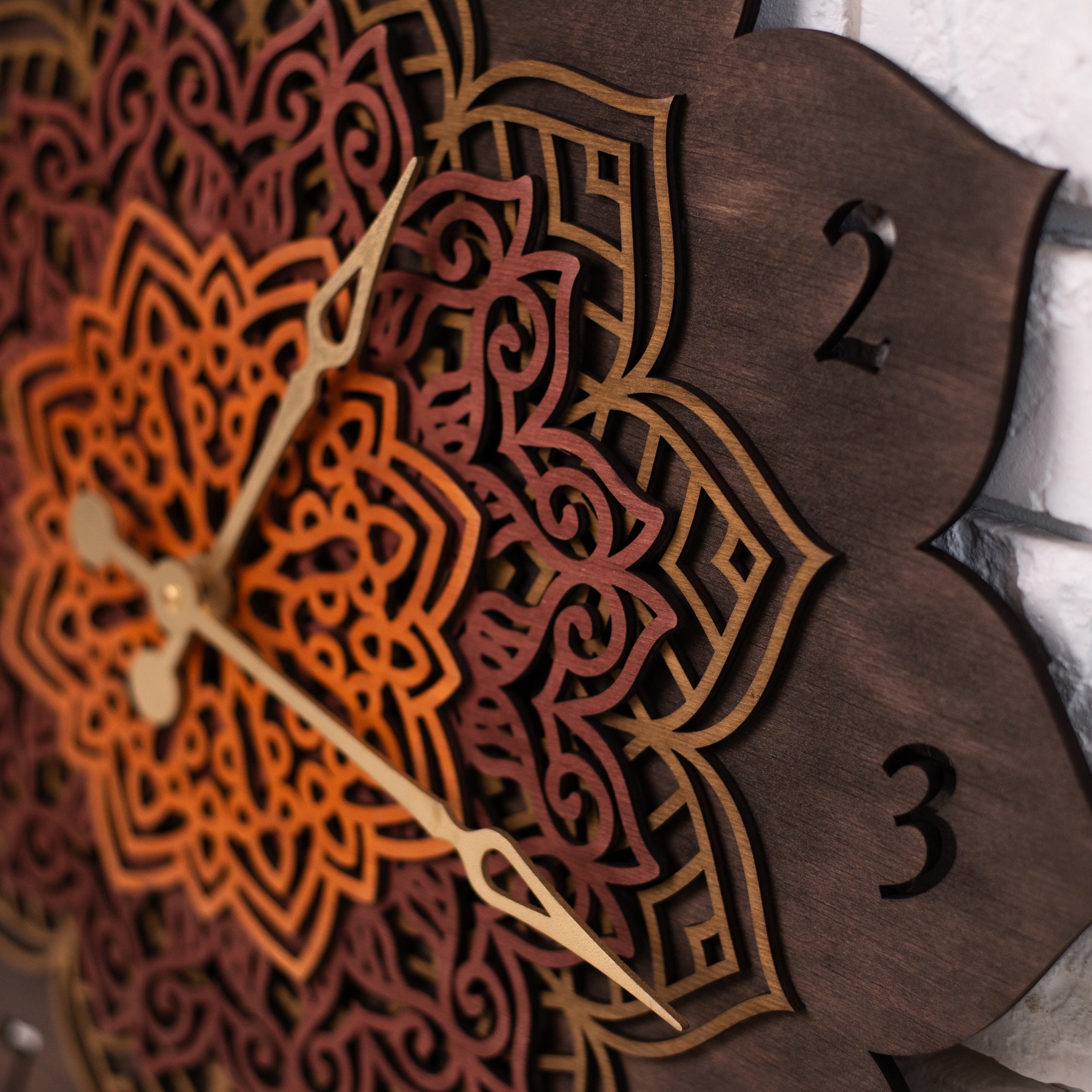 Mandala Wall Clock, Layered Mandala Clock, Wooden Wall Clock, Sacred ...