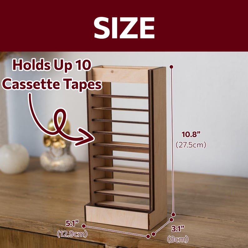 Wooden Cassette Tape Holder, Cassette Tape Storage, Cassette Tape Stand ...