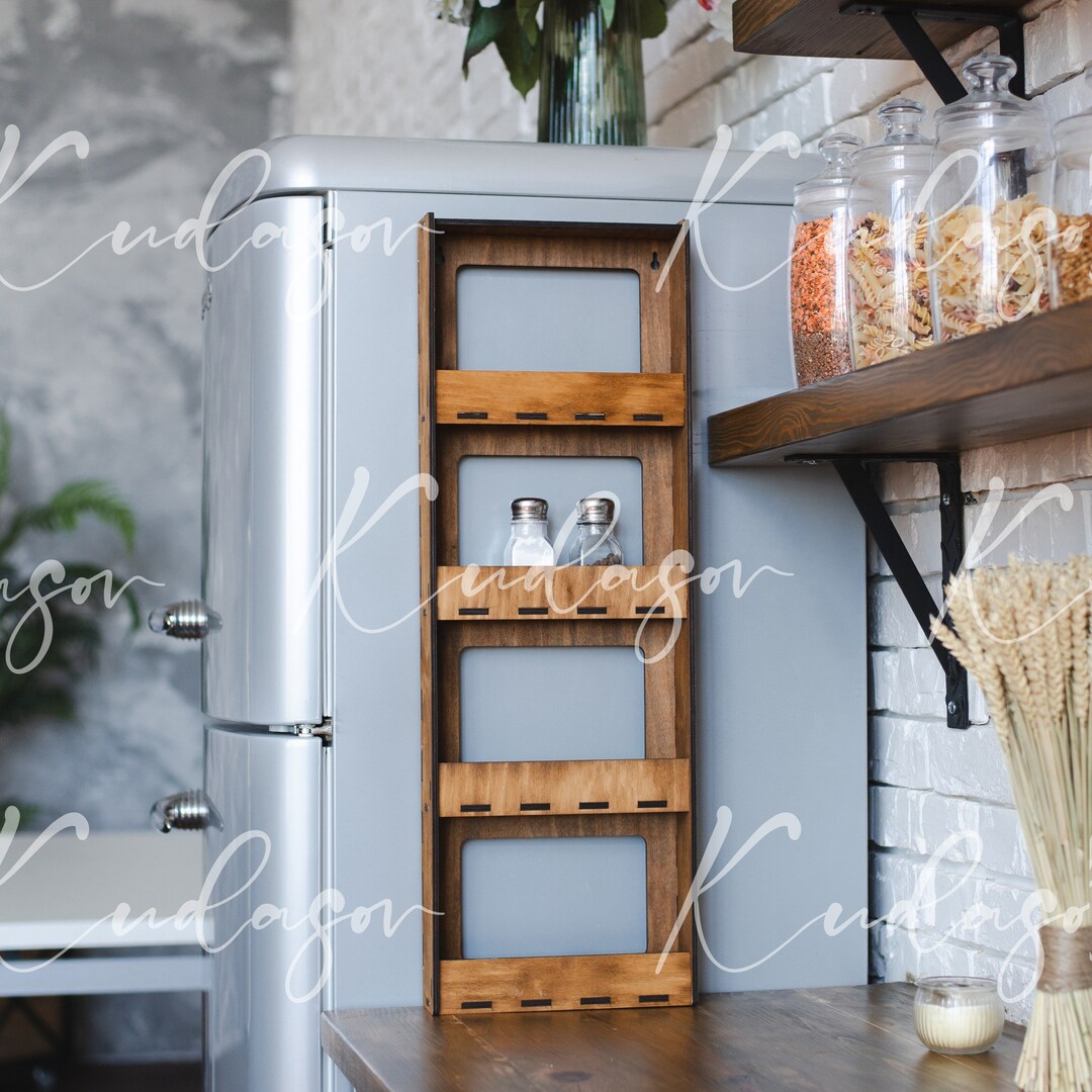 Wall Mount Spice Rack, Wood Spice Rack, Spice Organizer, Spice Jar ...