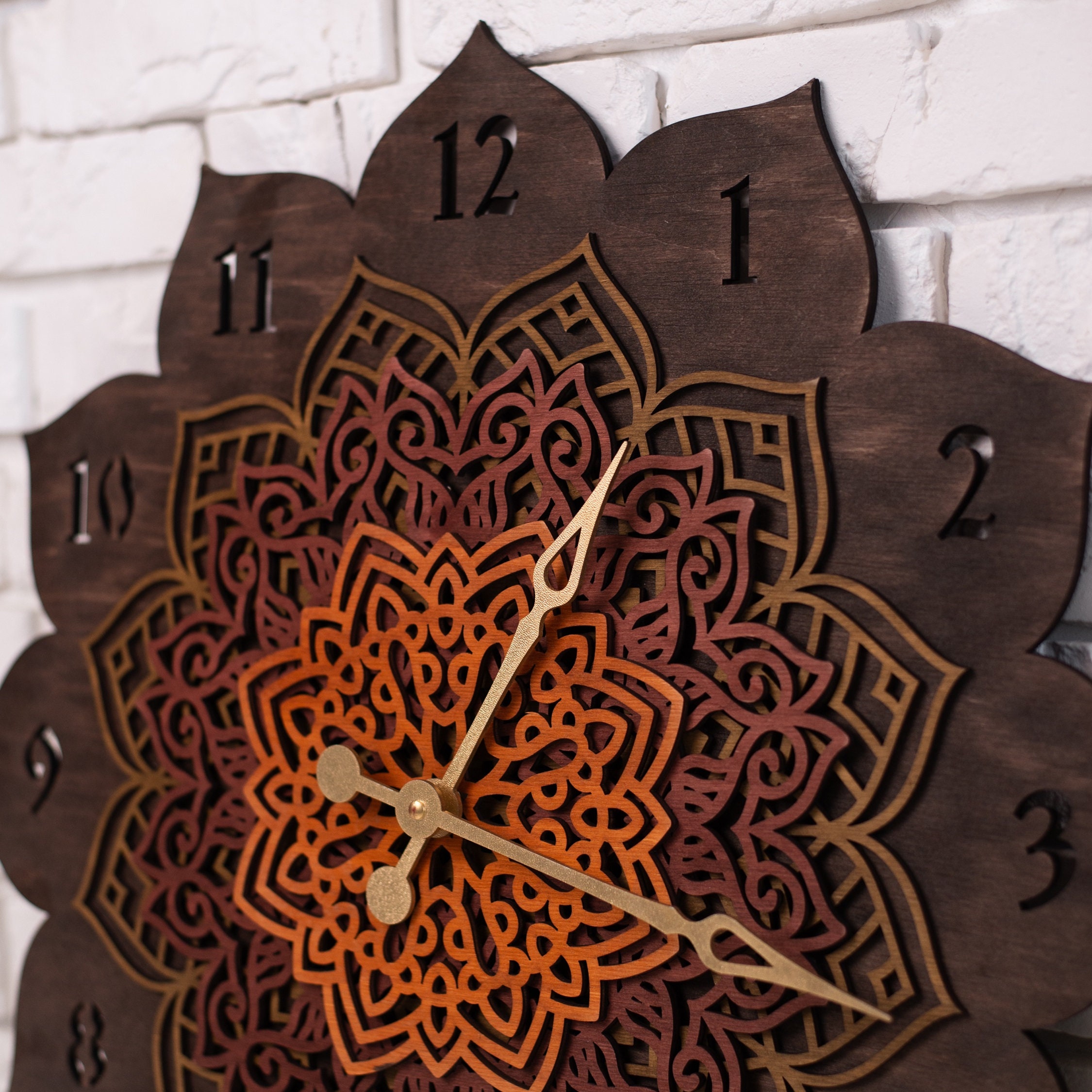 Mandala Wall Clock, Layered Mandala Clock, Wooden Wall Clock, Sacred ...