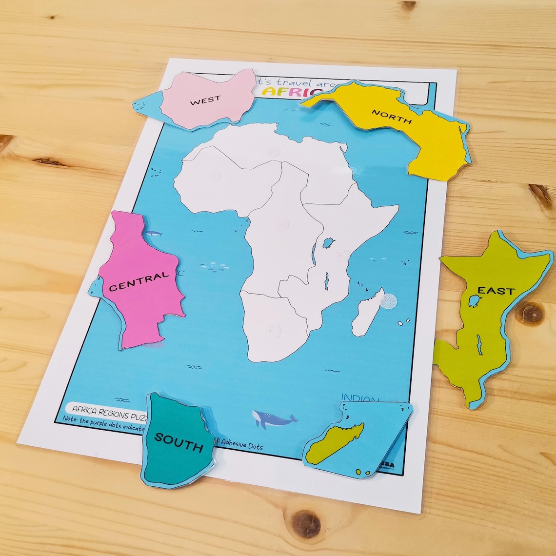 Africa Montessori Learning Pack: Puzzle Map, Flashcards, Coloring Page ...