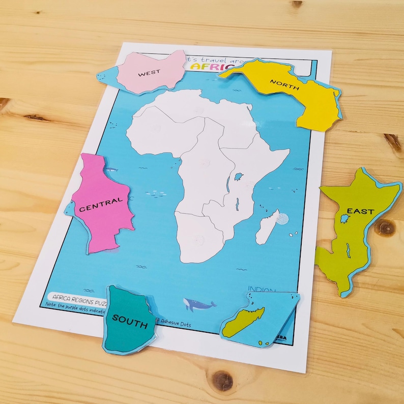 Africa Montessori Learning Pack: Puzzle Map, Flashcards, Coloring Page ...