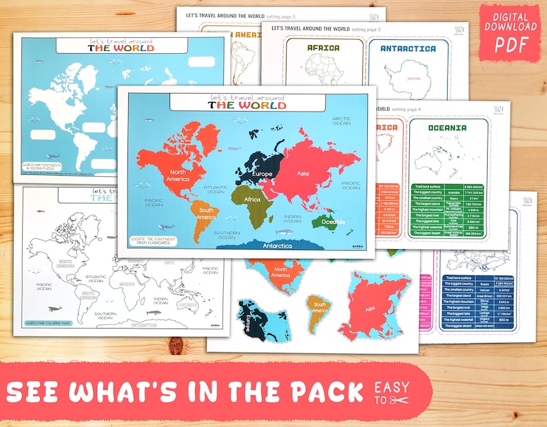 World Geography Printable Activity Pack Montessori Puzzle Map ...