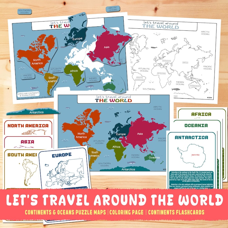 World Geography Printable Activity Pack Montessori Puzzle Map ...