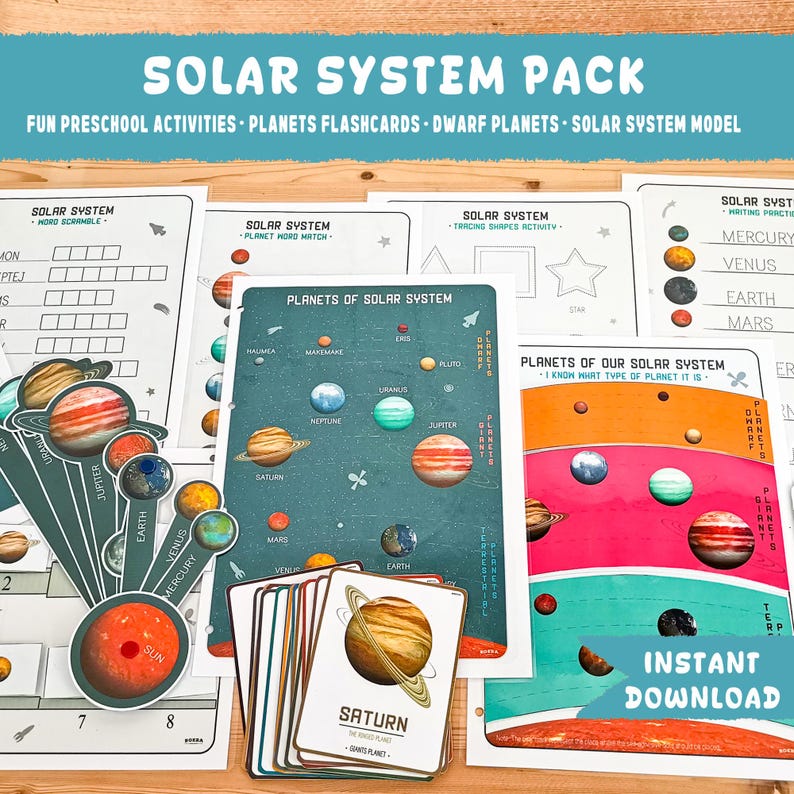 Planets Pack, Solar System Model, Solar System Flash Cards, Montessori ...