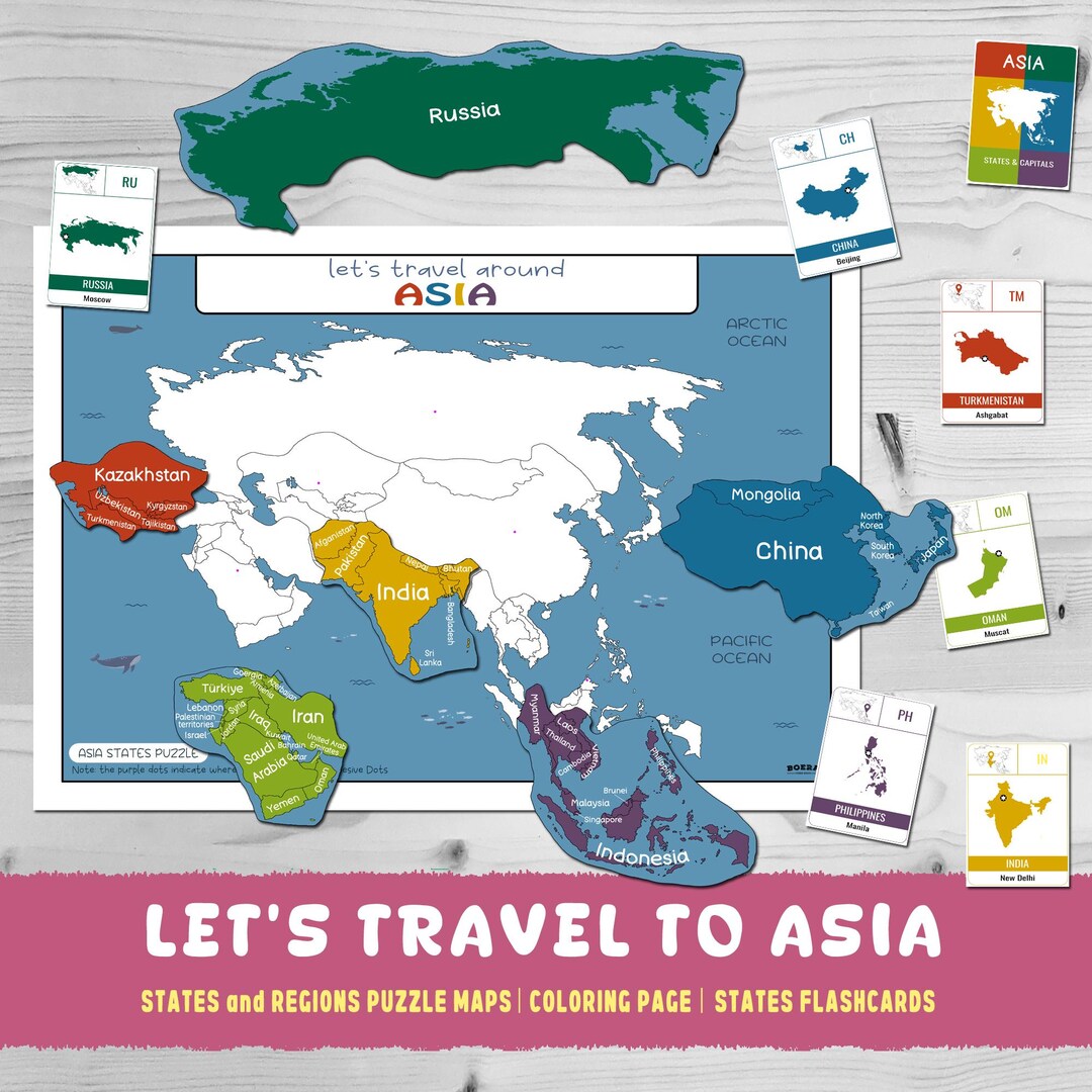 Asia Maps Puzzle, Printable Learning Binder, Kids Homeschool Worksheets ...