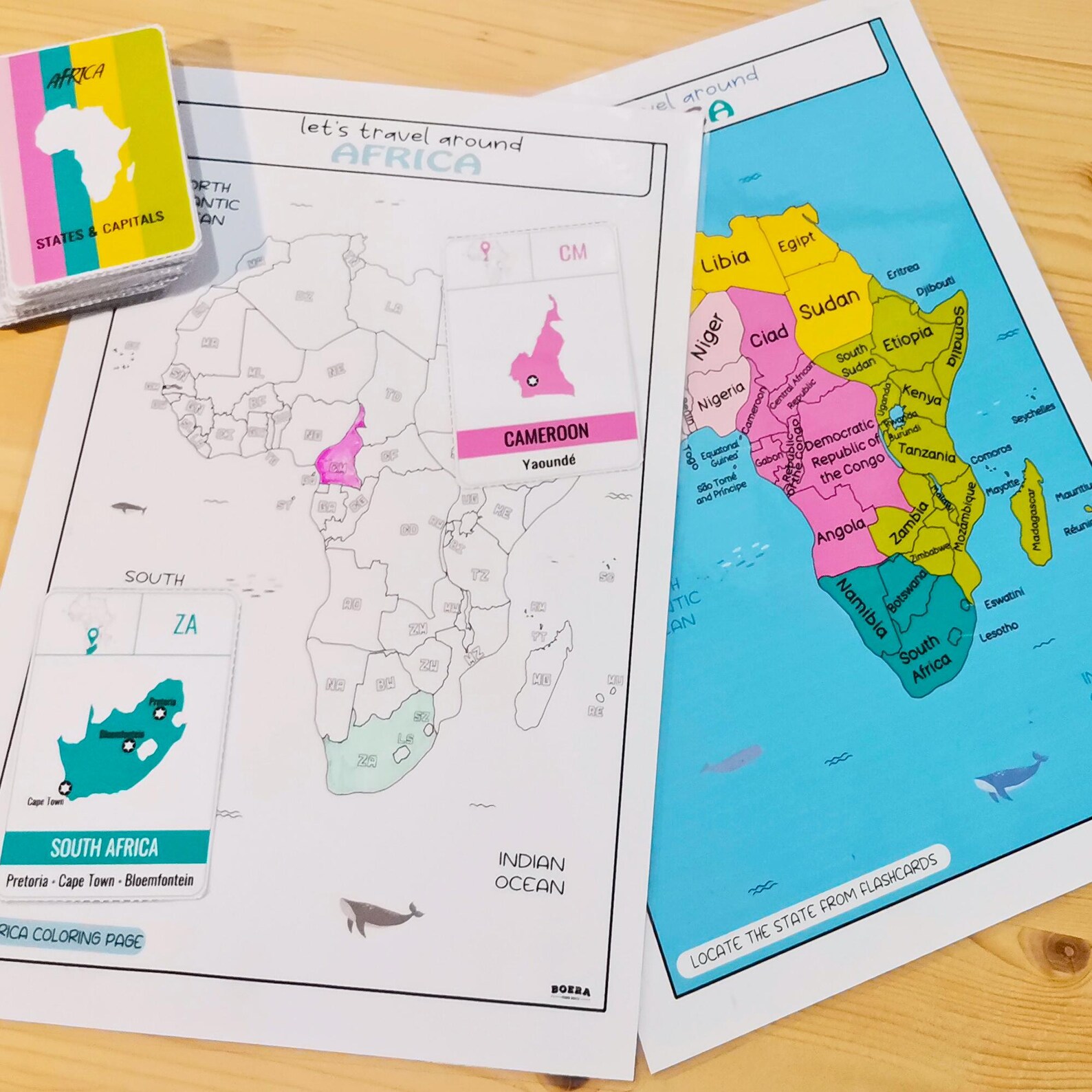 Africa Montessori Learning Pack: Puzzle Map, Flashcards, Coloring Page ...