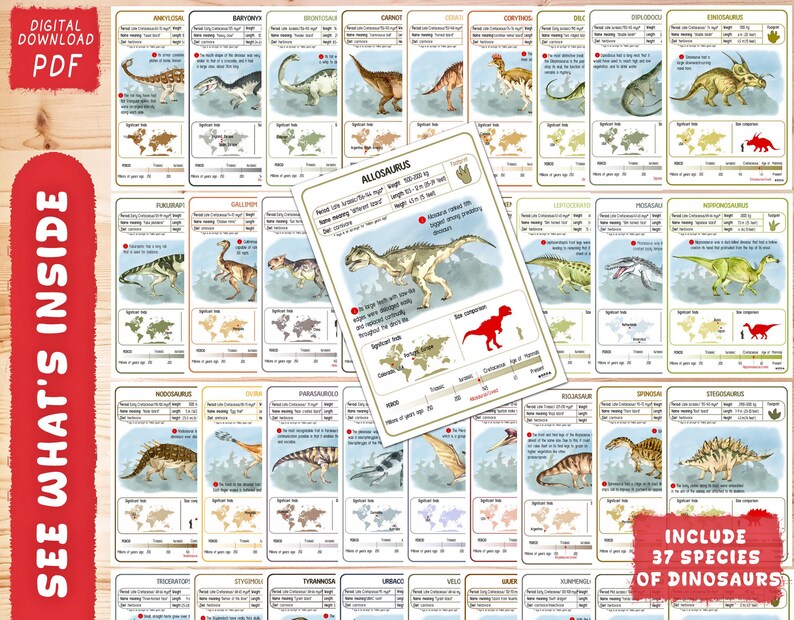 Dinosaur Fact Cards Printable, Educational Learning Resources ...