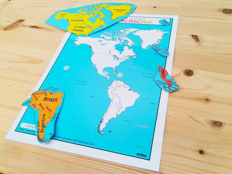 Americas Continent Kids Activity Pack Montessori Puzzle Maps States ...
