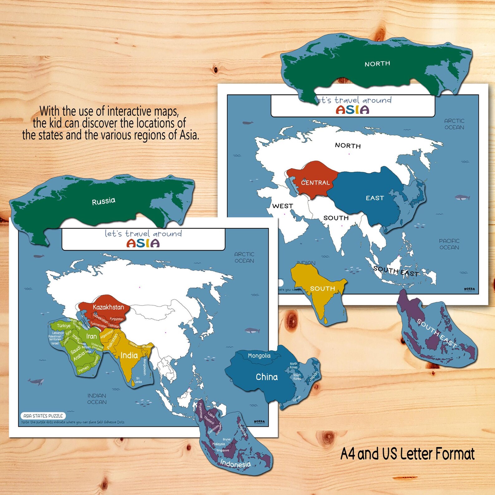 Asia Maps Puzzle, Printable Learning Binder, Kids Homeschool Worksheets ...