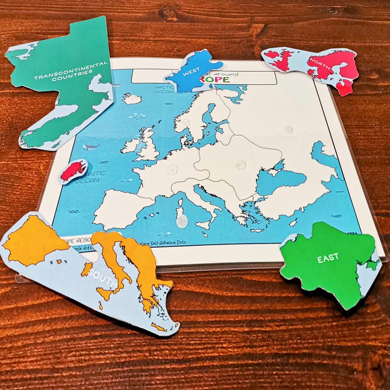 Europe Map Puzzle, Printable Learning Pack, Montessori States ...