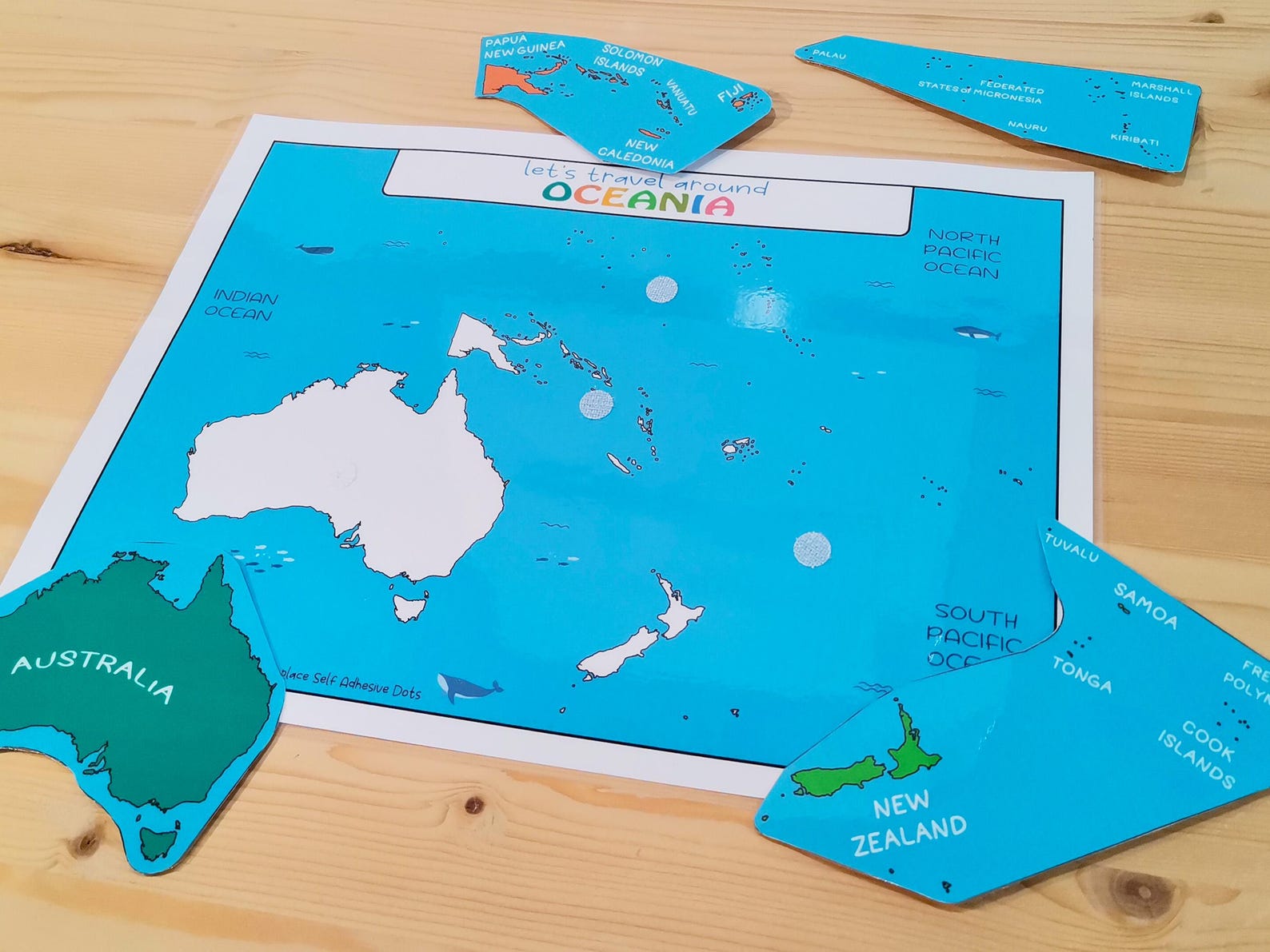 Oceania Learning Pack Printable Montessori Puzzle Map Countries ...