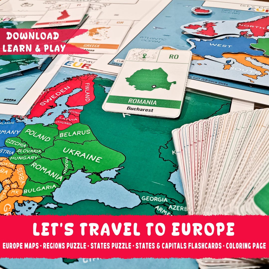 Europe Map Puzzle, Printable Learning Pack, Montessori States ...