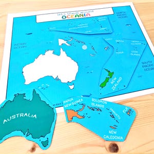 Oceania Learning Pack Printable Montessori Puzzle Map Countries ...