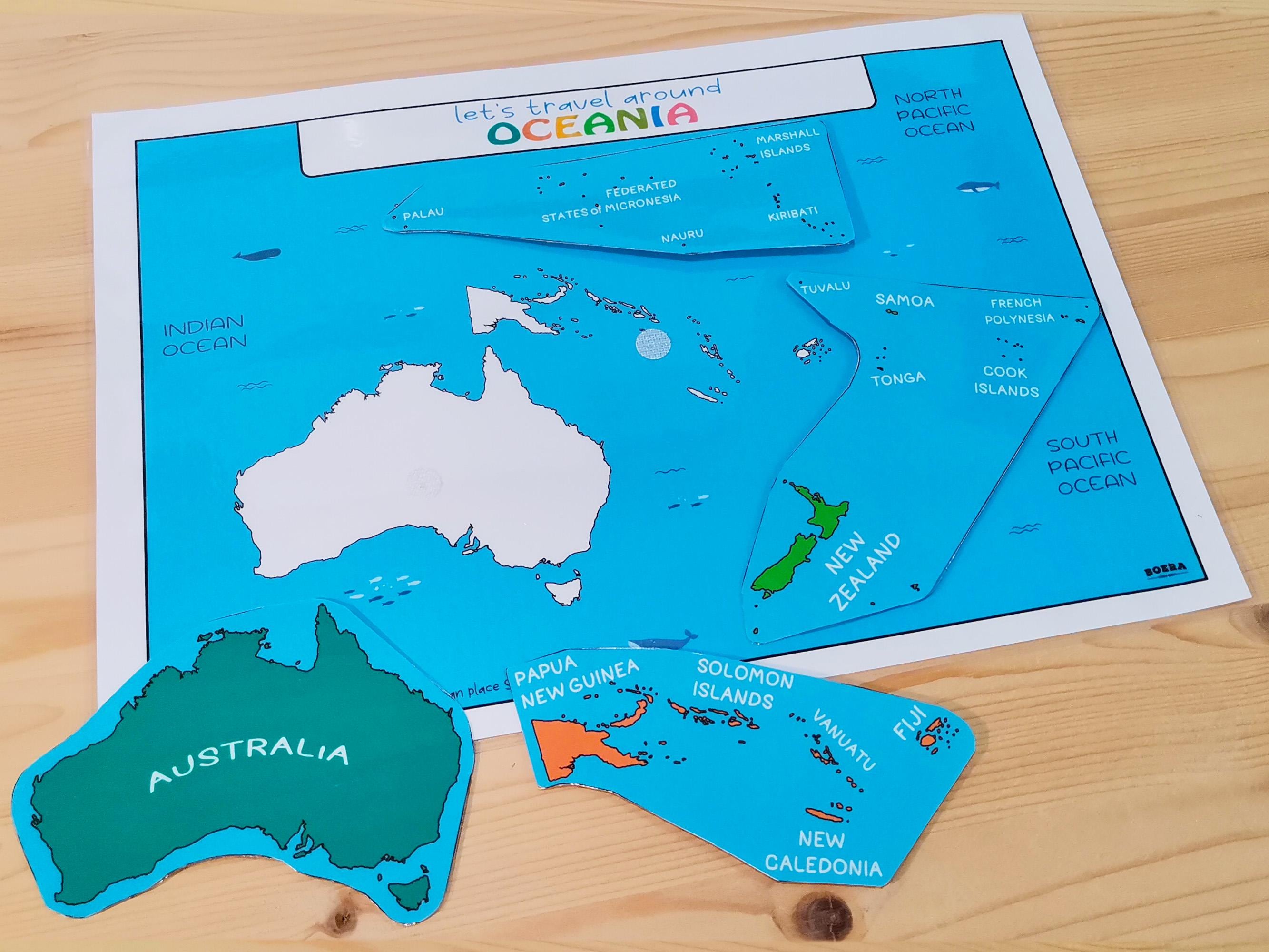 Oceania Learning Pack Printable Montessori Puzzle Map Countries ...