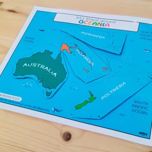 Oceania Learning Pack Printable Montessori Puzzle Map Countries ...