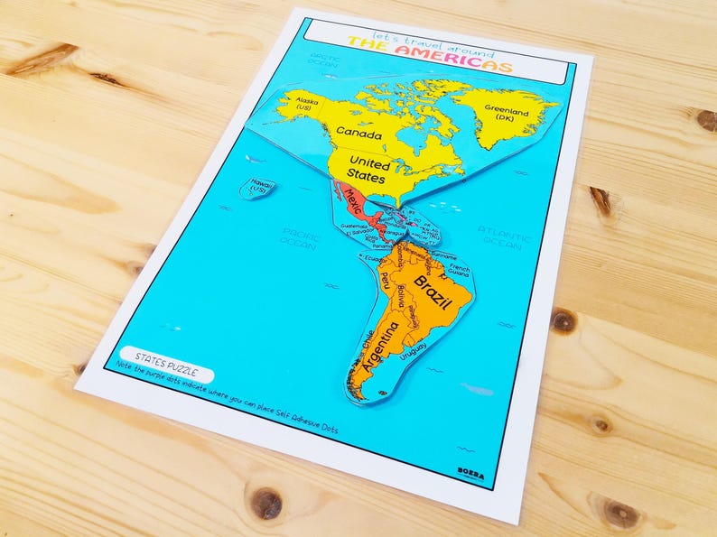 Americas Continent Kids Activity Pack Montessori Puzzle Maps States ...