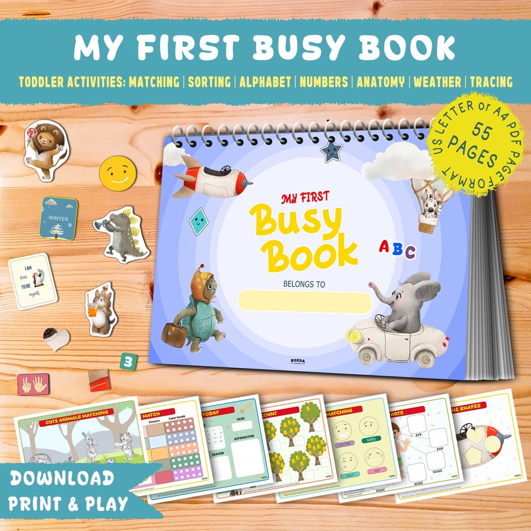Toddler Printable Busy Book , Interactive Activity Book, Preschool ...