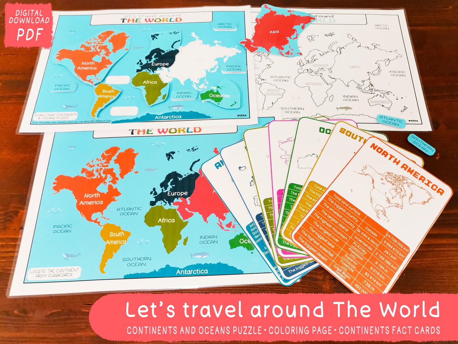 World Geography Printable Activity Pack Montessori Puzzle Map ...