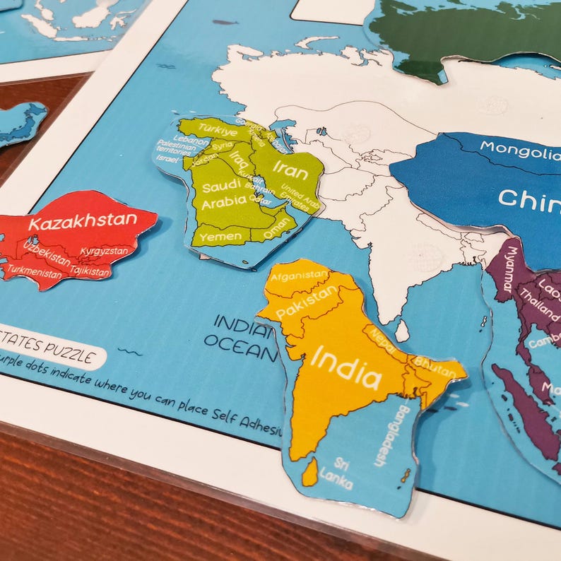 Asia Maps Puzzle, Printable Learning Binder, Kids Homeschool Worksheets ...