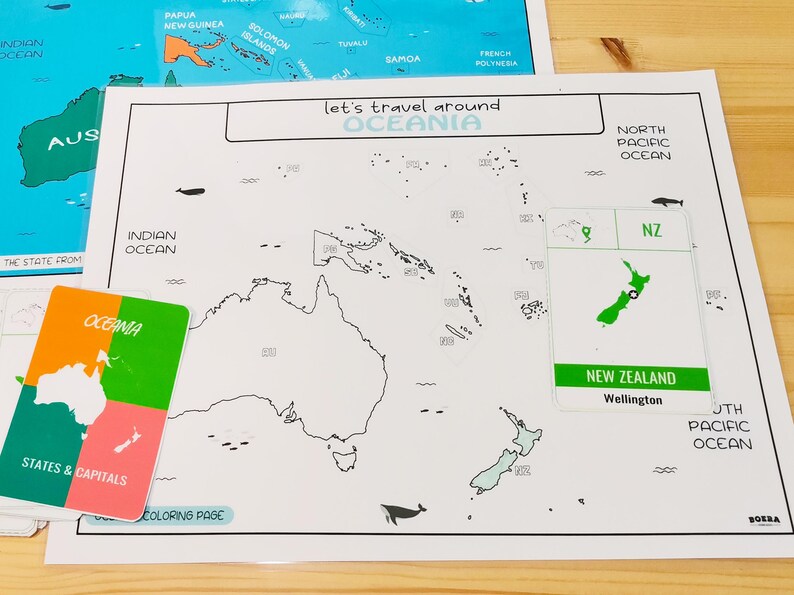 Oceania Learning Pack Printable Montessori Puzzle Map Countries ...