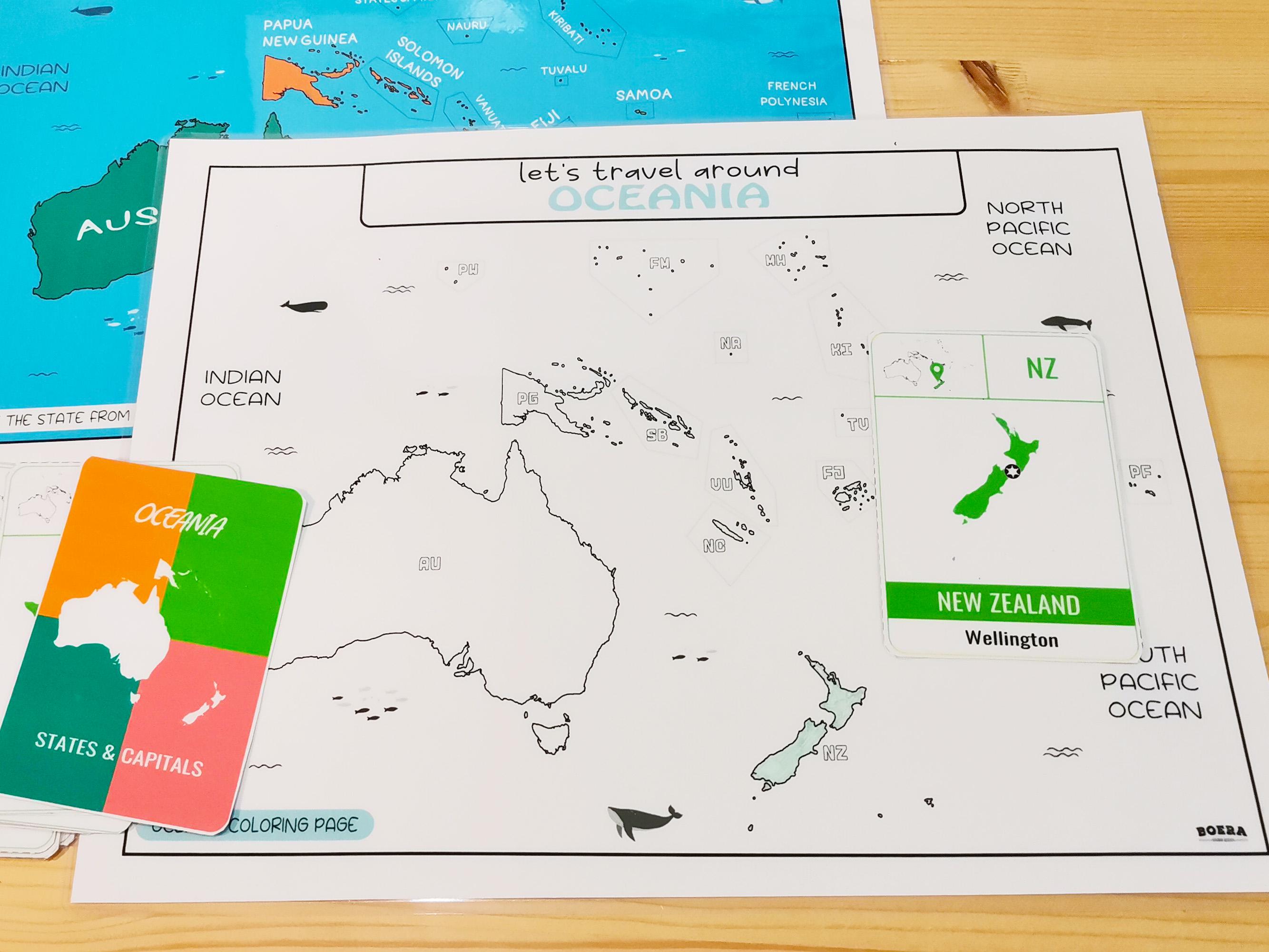 Oceania Learning Pack Printable Montessori Puzzle Map Countries ...