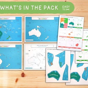 Oceania Learning Pack Printable Montessori Puzzle Map Countries ...