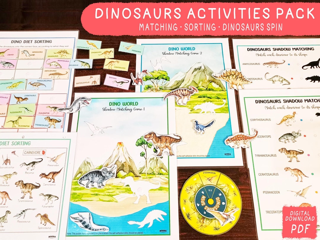 Dinosaur Preschool Activities Pack, Toddler Matching Worksheets ...