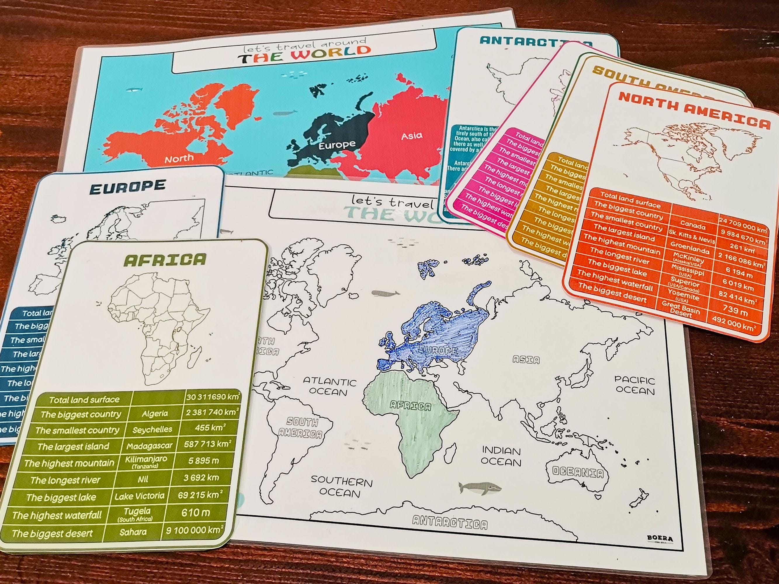 Continents and Oceans Printable Learning Pack Montessori Map Flash ...