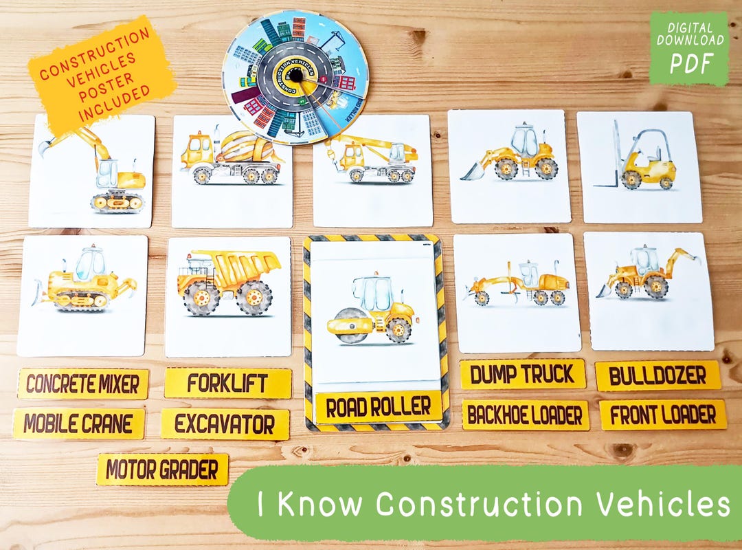 Construction Vehicles Printable Activity, Construction Vehicles Wheel ...