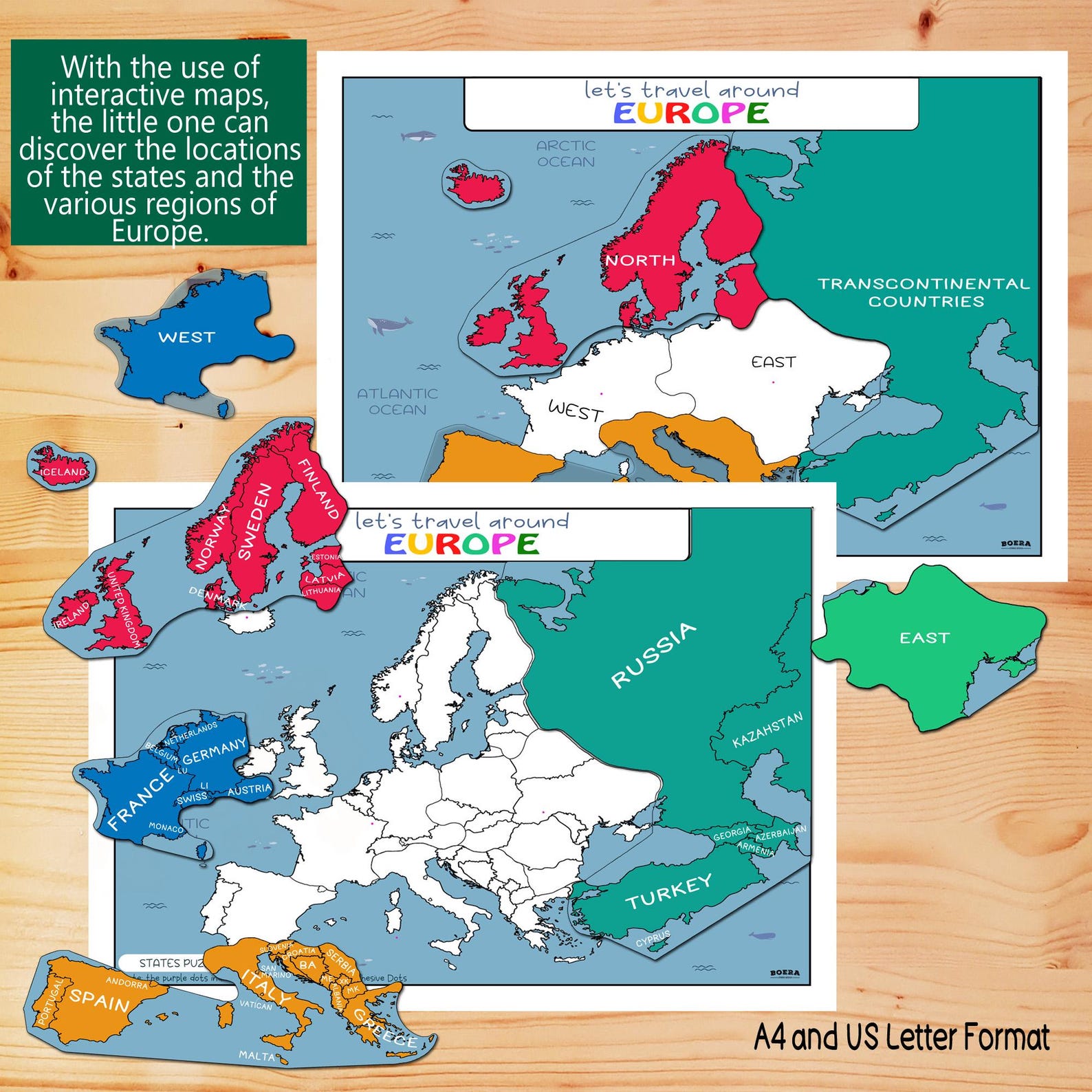 Europe Map Puzzle, Printable Learning Pack, Montessori States ...