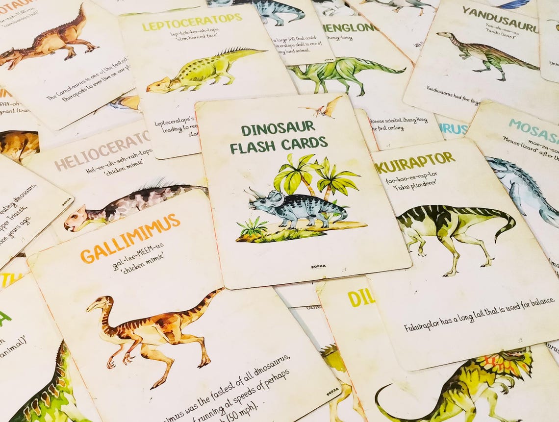 Printable Dinosaur Flashcards, Kids Learning, Realistic Dino Cards ...