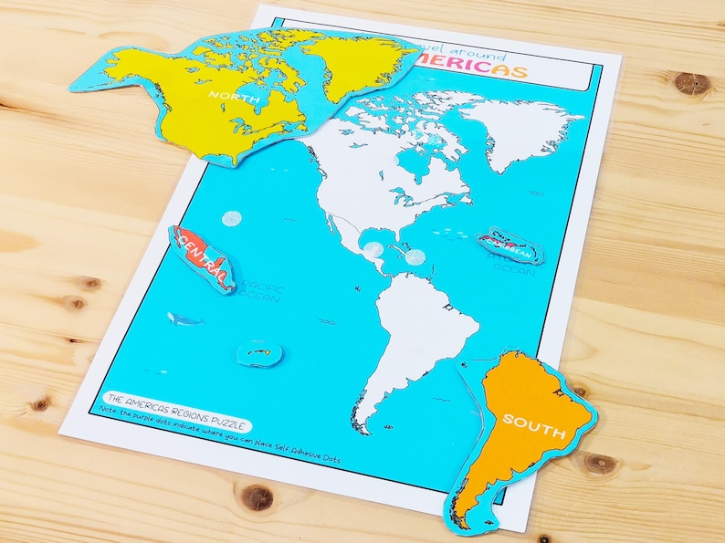 Americas Continent Kids Activity Pack Montessori Puzzle Maps States ...