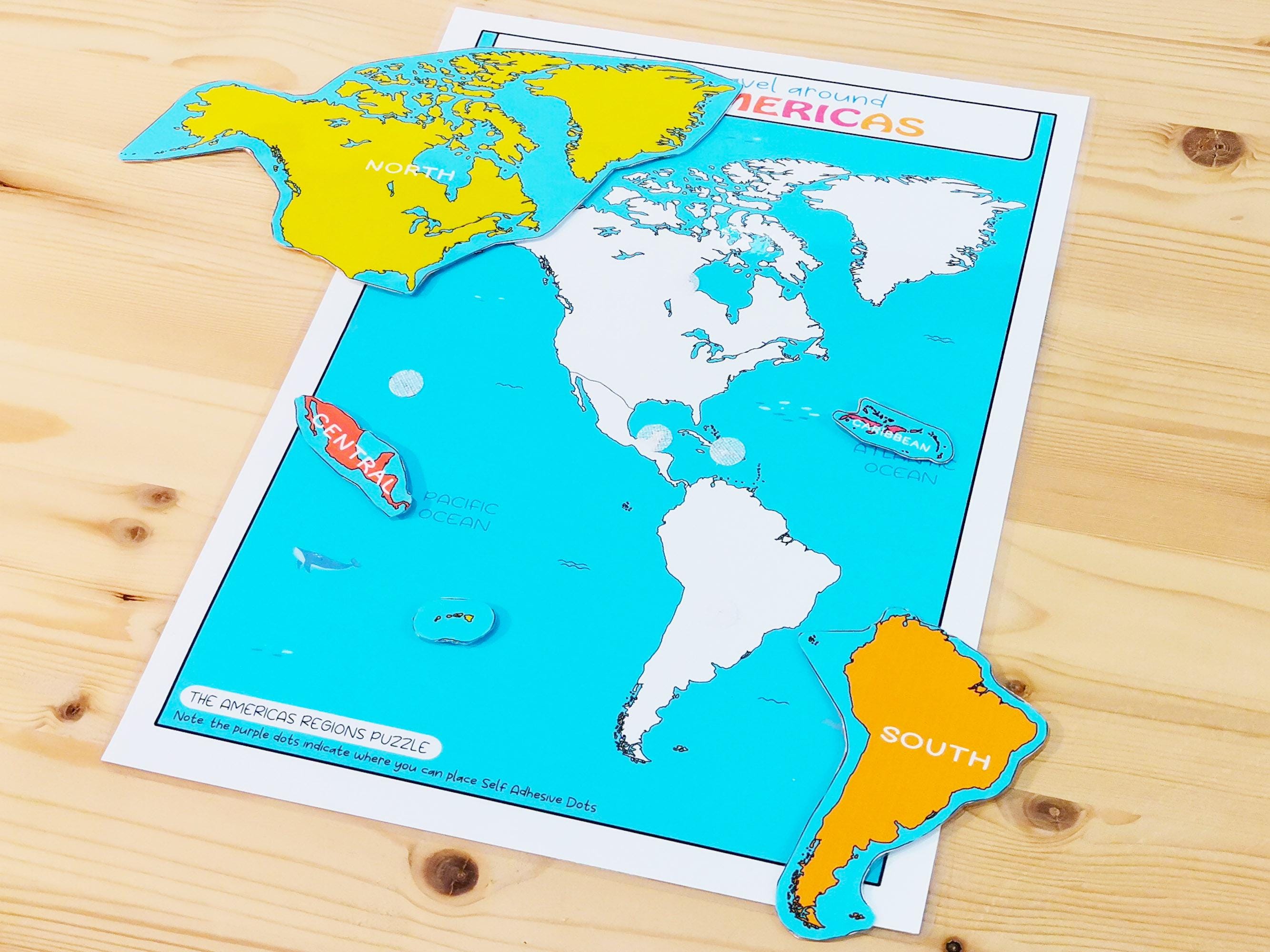 Americas Continent Kids Activity Pack Montessori Puzzle Maps States ...