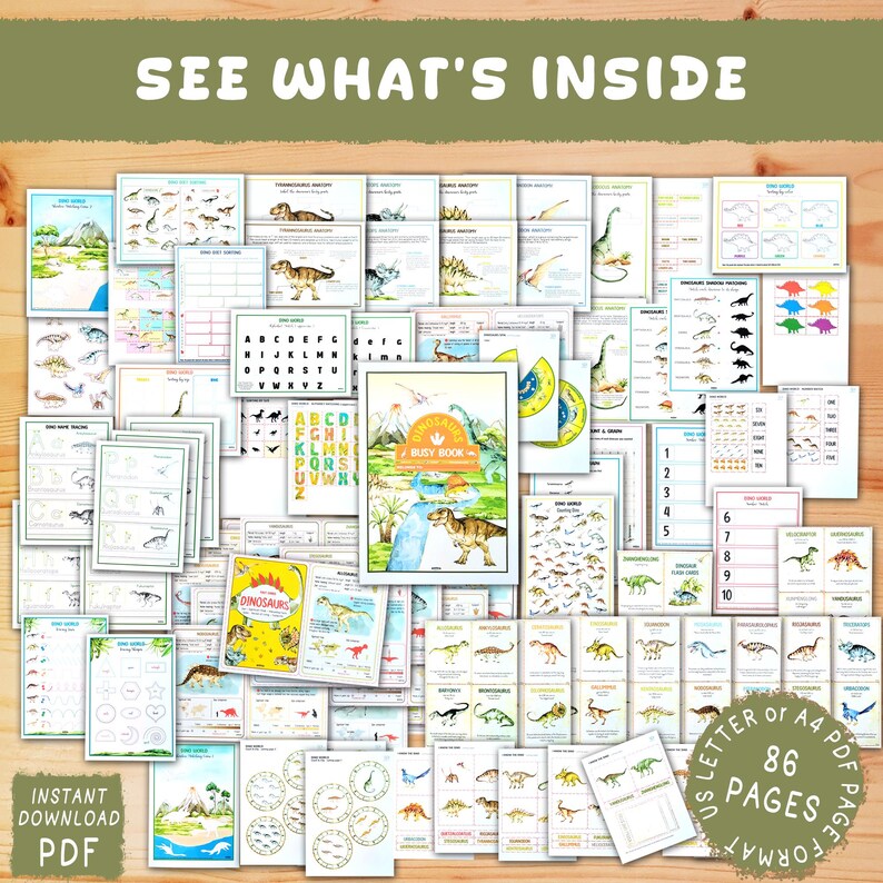 Dinosaurs Busy Book: Preschool Learning Activities (PDF) - Etsy