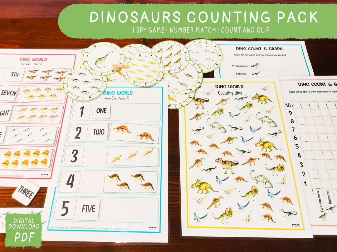 Dinosaur Counting Printable Activity Sheet, I Spy Game for Kids, Kids ...