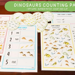 Dinosaur Counting Printable Activity Sheet, I Spy Game for Kids, Kids ...