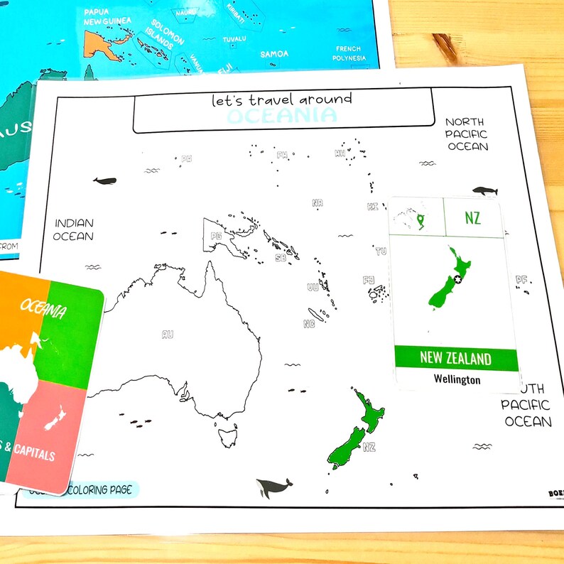 Oceania Learning Pack Printable Montessori Puzzle Map Countries ...