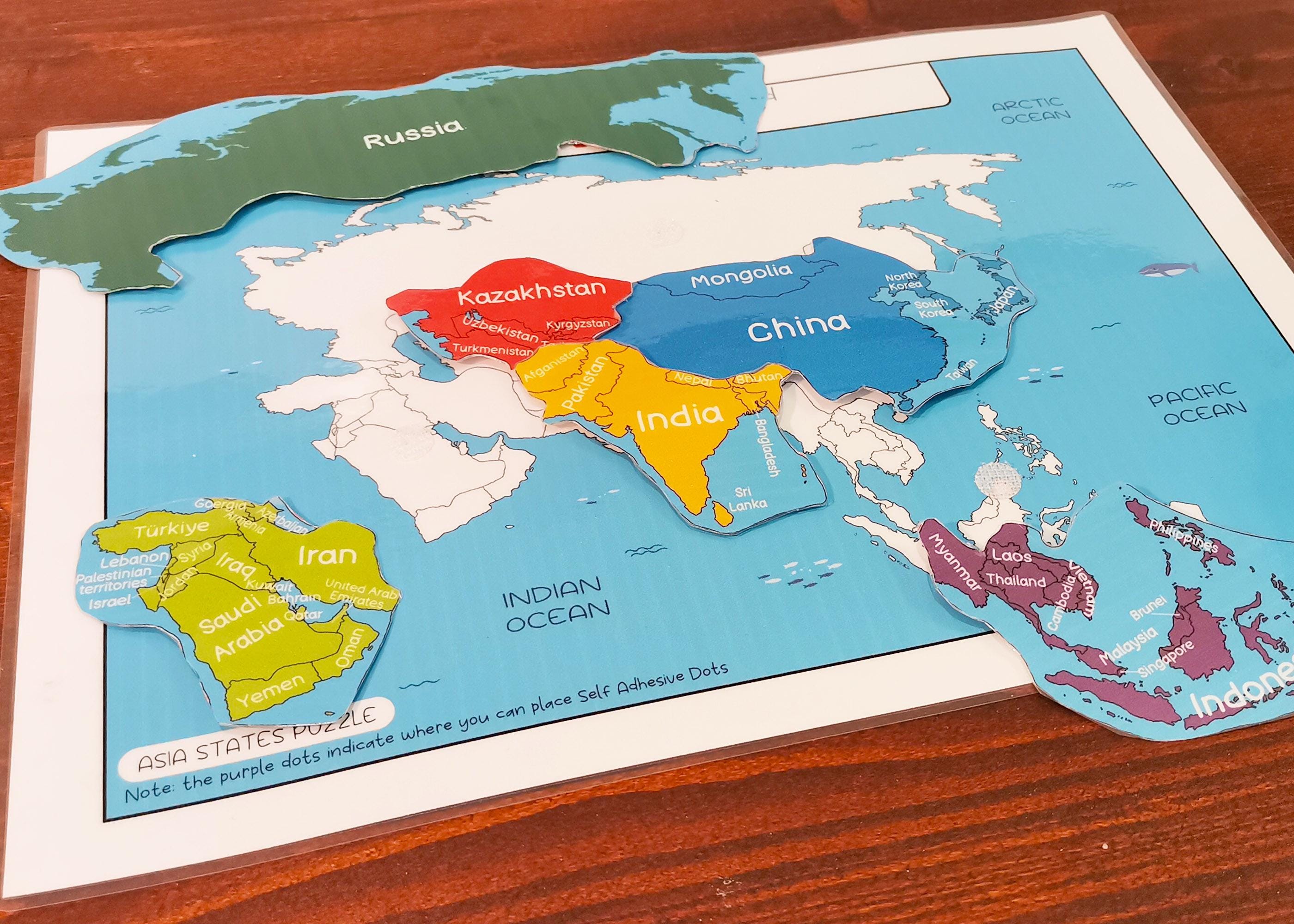 Asia Maps Puzzle, Printable Learning Binder, Kids Homeschool Worksheets ...