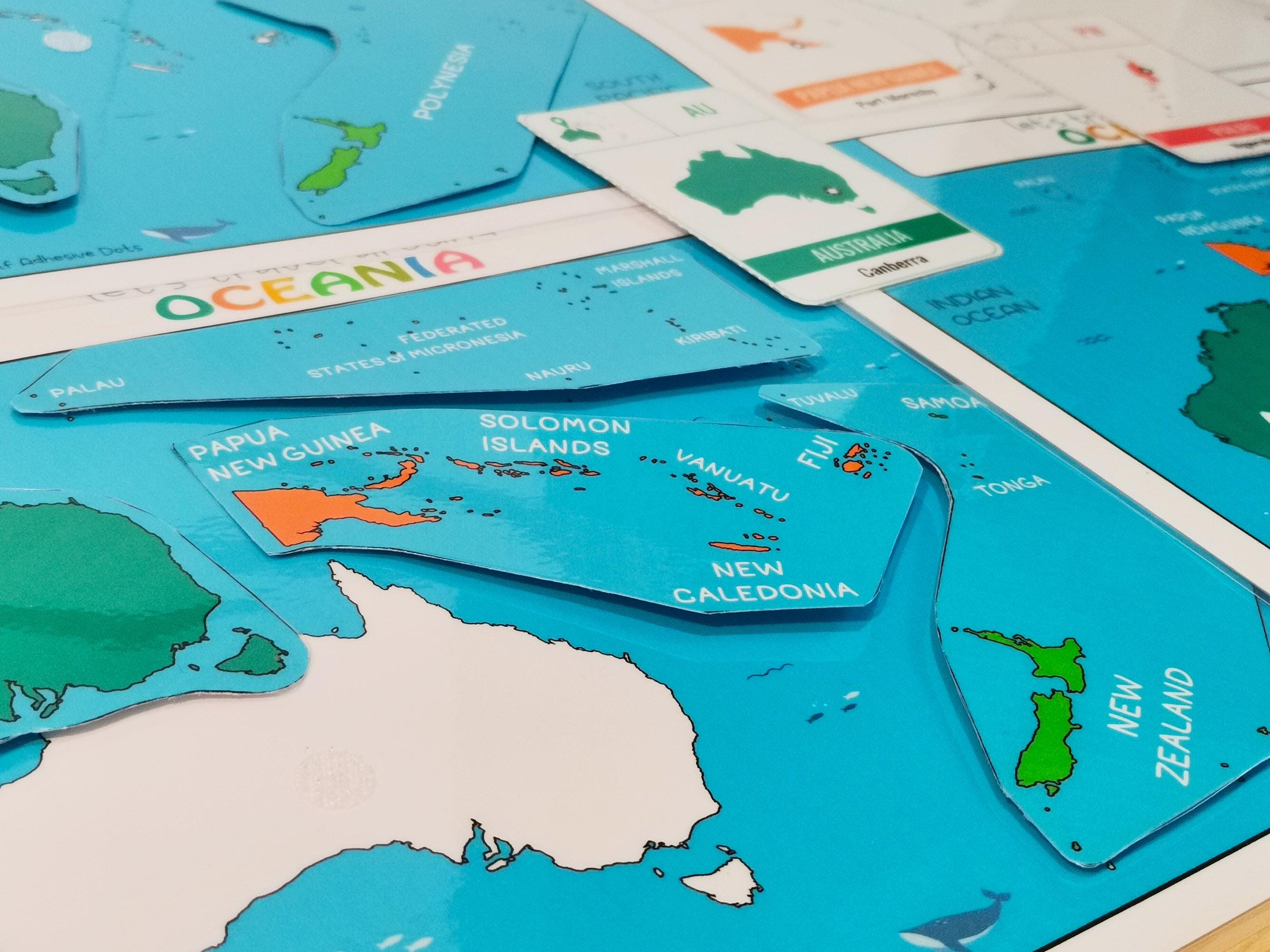 Oceania Learning Pack Printable Montessori Puzzle Map Countries ...
