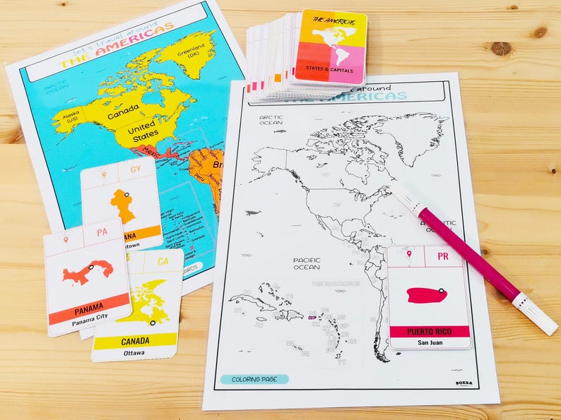 Americas Continent Kids Activity Pack Montessori Puzzle Maps States ...
