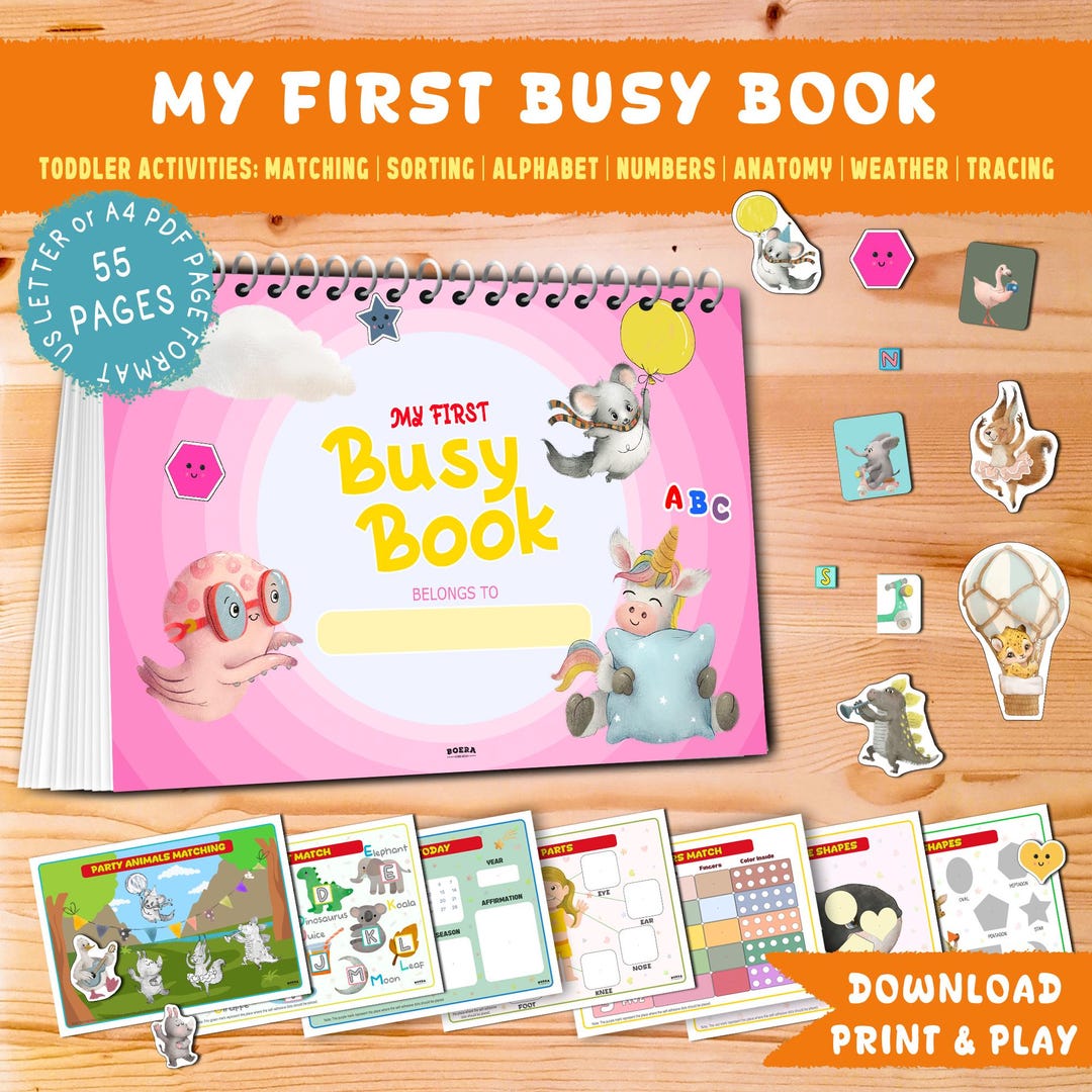 Toddler Activities Busy Book, Printable Quiet Book, Homeschool ...