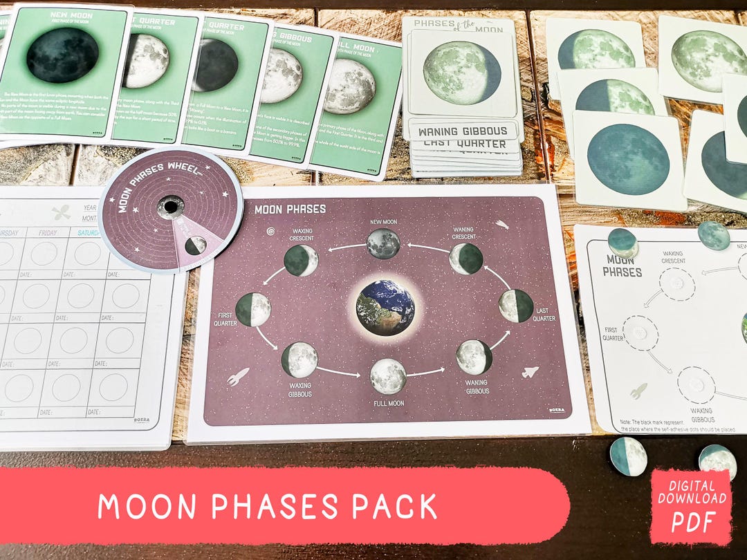 Moon Phases Printable Pack Homeschool Resources Montessori Activity ...