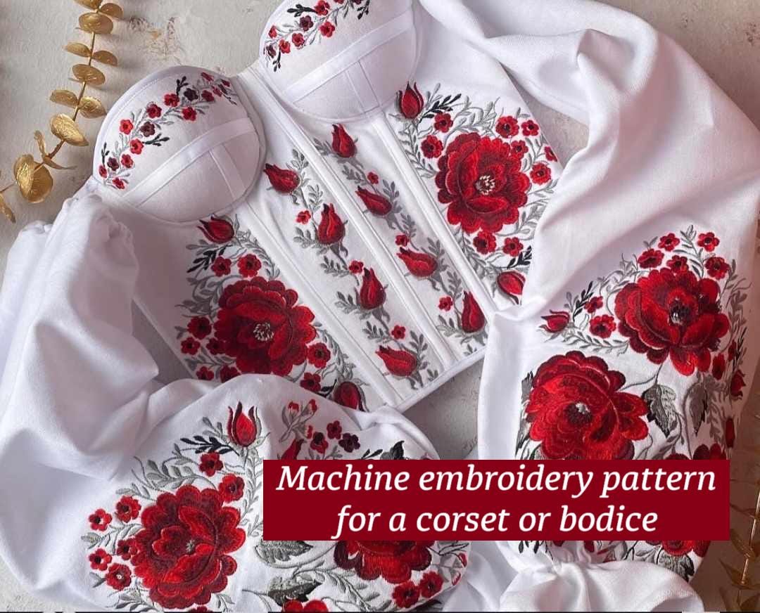 Machine Embroidery Pattern for a Corset or Bodice Pes, Jef, Dst Large ...