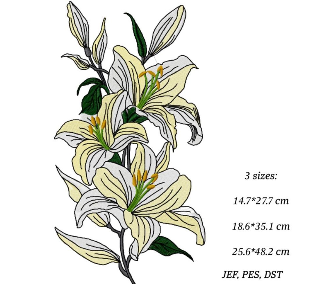 Lily Embroidery Design, Lily Flower, 3 Sizes, Pes, Jef, Dst Formats - Etsy