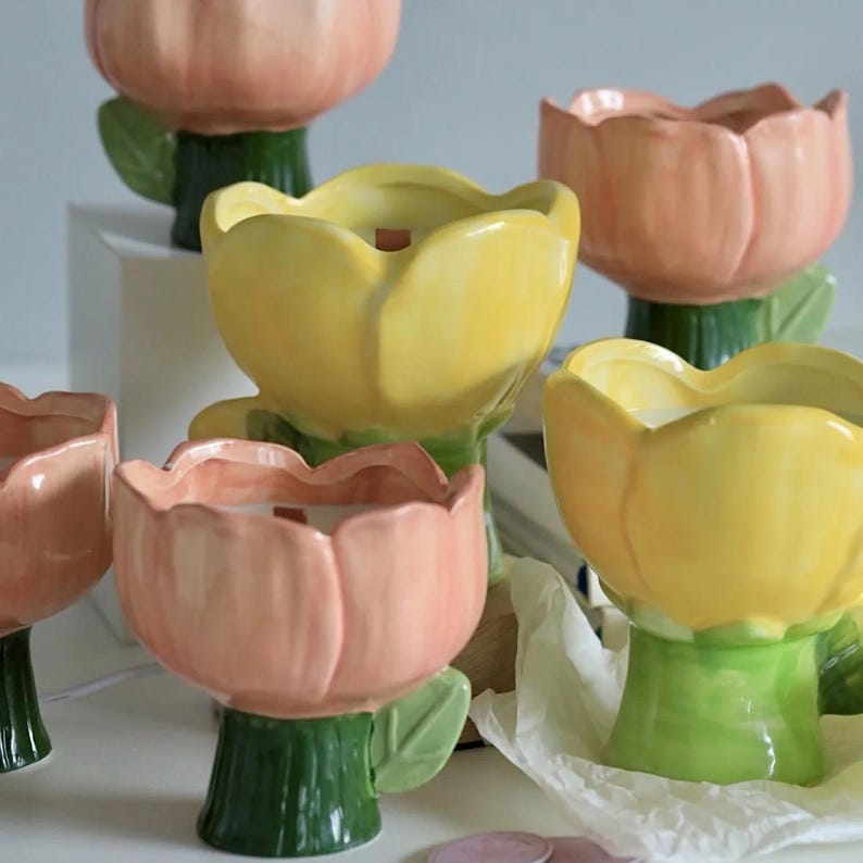 Handcrafted Ceramic Flower Candle - Unique Blooming Flower Design [pre ...
